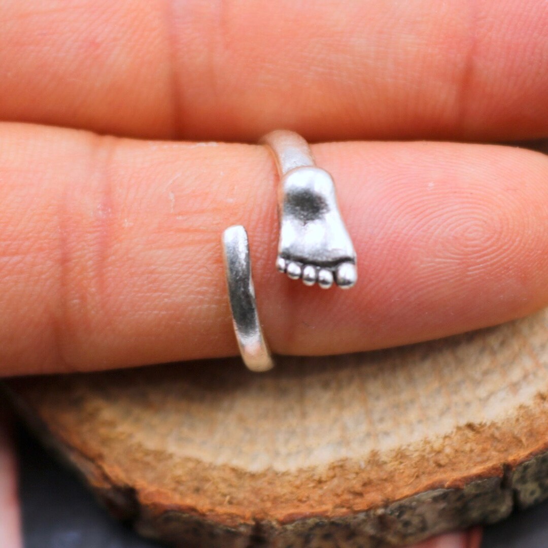 Baby Foot Wrapped Ring Cute Baby Feet Ring Adjustable Open - Etsy