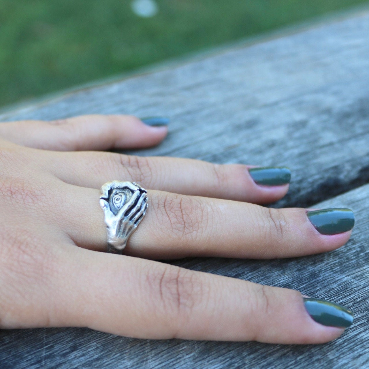Eye Ring Signet Ring Eye and Hand Ring Antique Silver Evil - Etsy