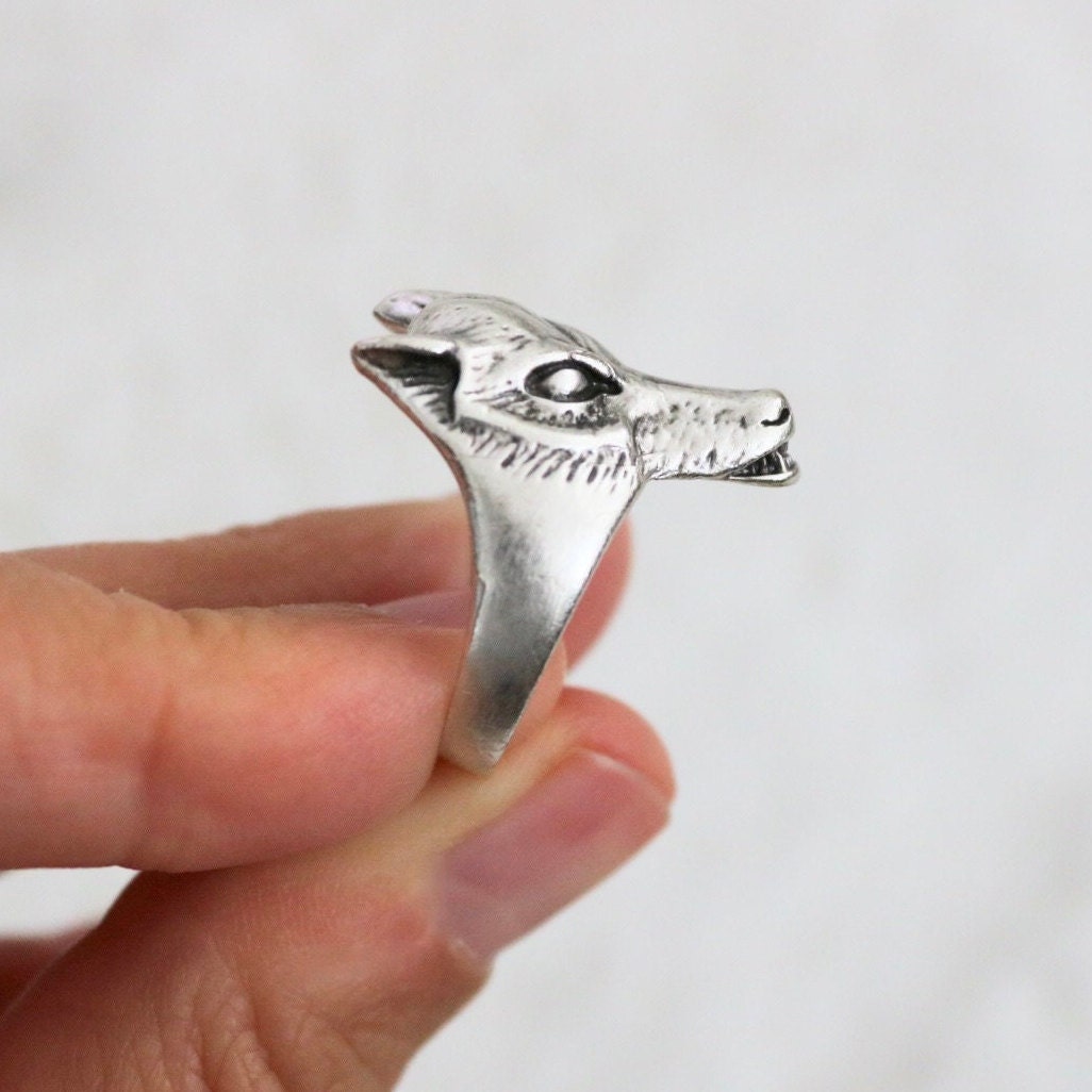 Wolf Head Ring Big Animal Rings Fox Face Ring Handmade Cute - Etsy