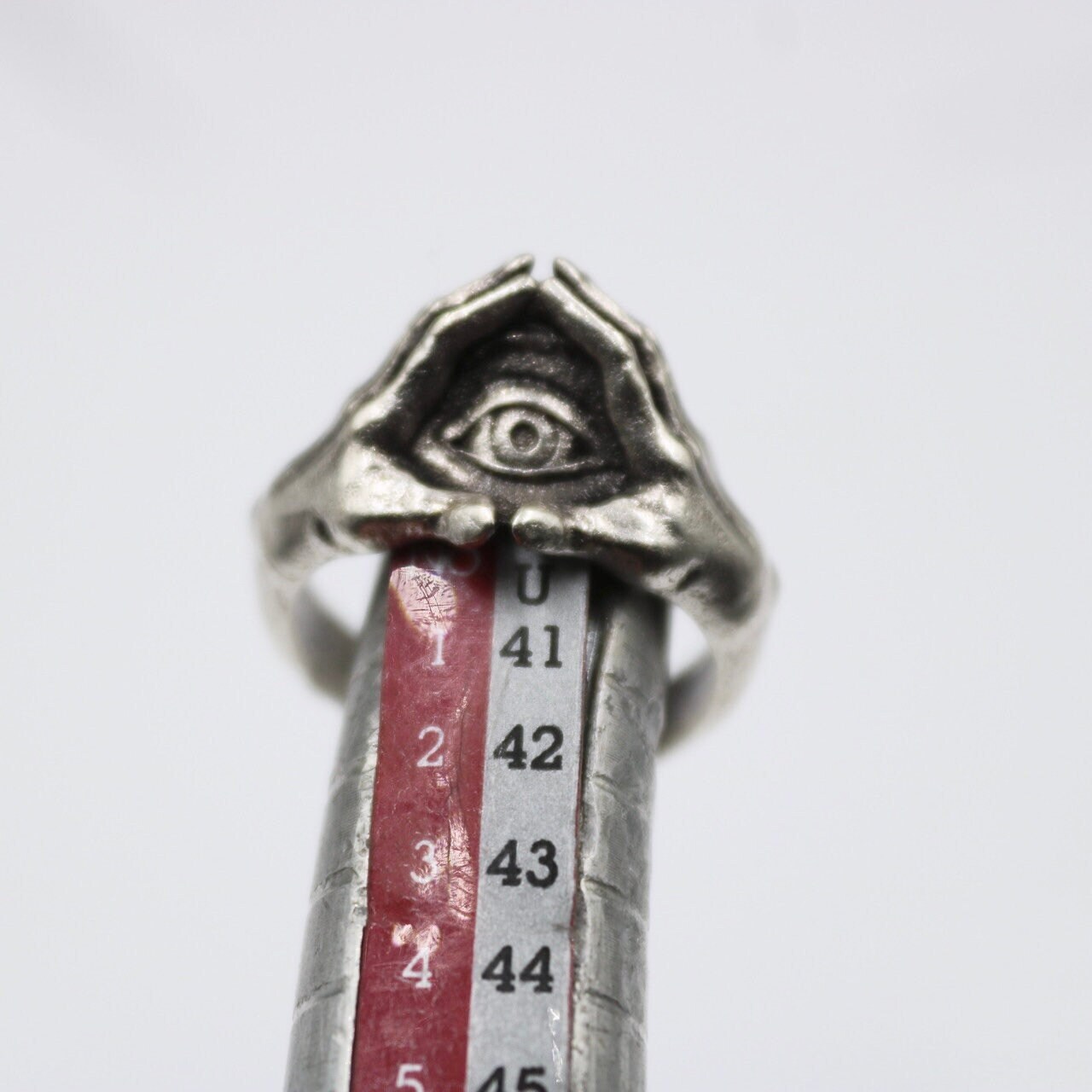 Eye Ring, Signet Ring, Eye and Hand Ring, Silver Plated Evil Eye Ring ...