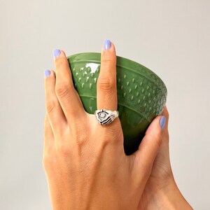 Eye Ring, Signet Ring, Eye and Hand Ring, Silver Plated Evil Eye Ring ...
