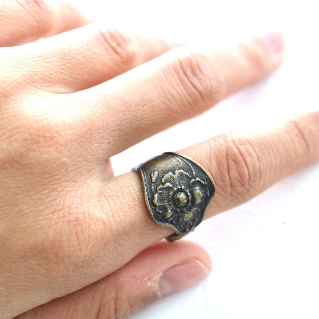Bronze Brass Ring, Wide Ring, Chunky Rings, Adjustable Ring, Bohemian ...