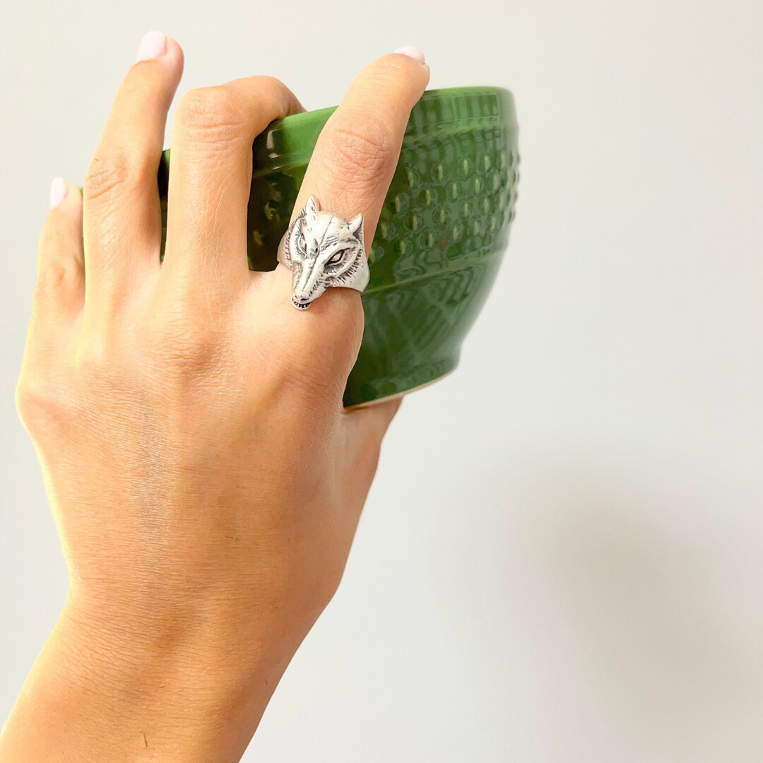 Wolf Head Ring, Big Animal Rings, Fox Face Ring, Handmade Cute Ring ...