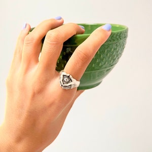 Eye Ring, Signet Ring, Eye and Hand Ring, Silver Plated Evil Eye Ring ...
