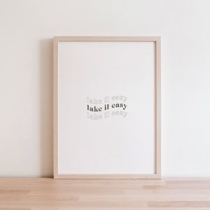Take It Easy, Printable Wall Art, Typography Print, Earth Tone Wall Art ...