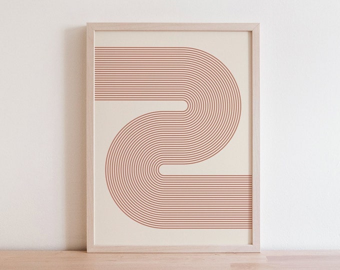 Abstract Rust Lines Print, Modern Abstract Art, Burnt Orange Minimalist ...