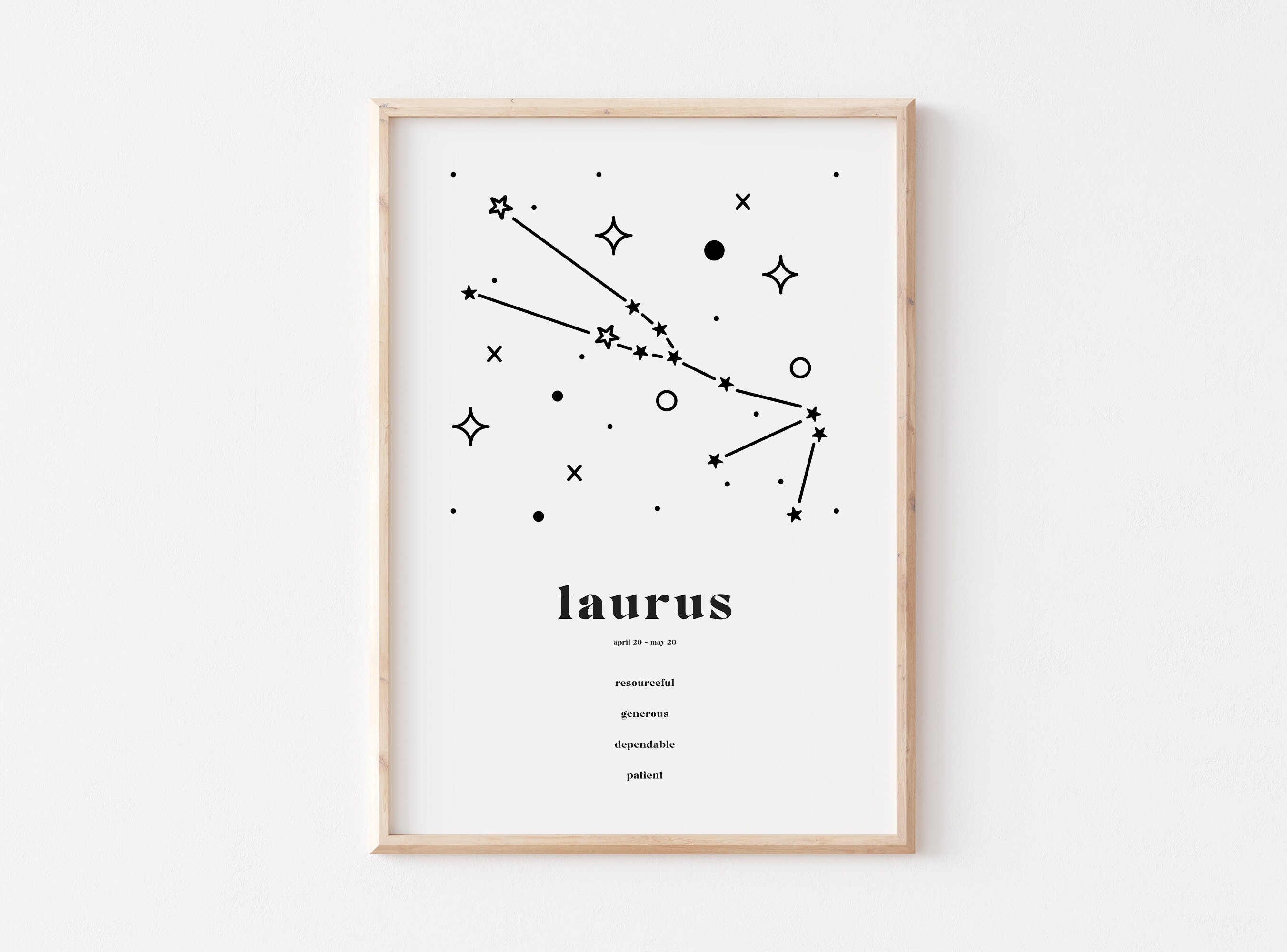 Taurus Printable Wall Art, Astrology Print, Constellation Print, Zodiac ...