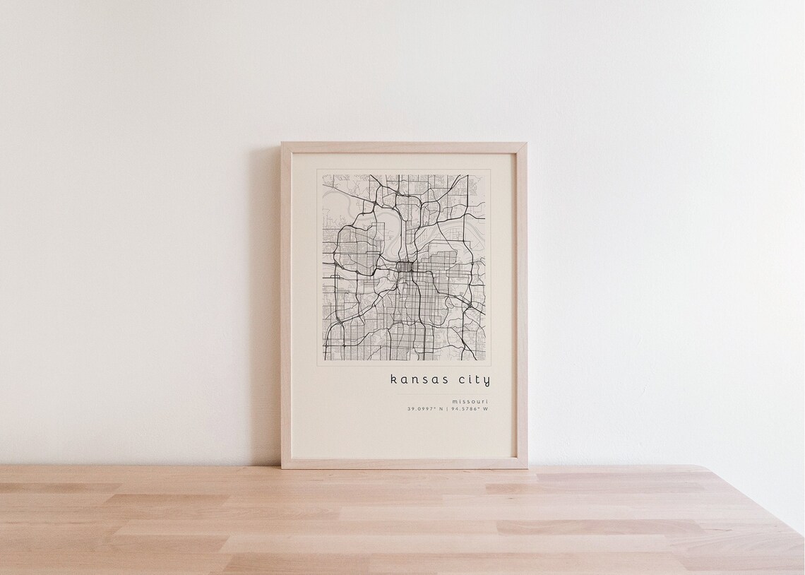 Kansas City Map, Printable Wall Art, Map Printable, City Map Print ...
