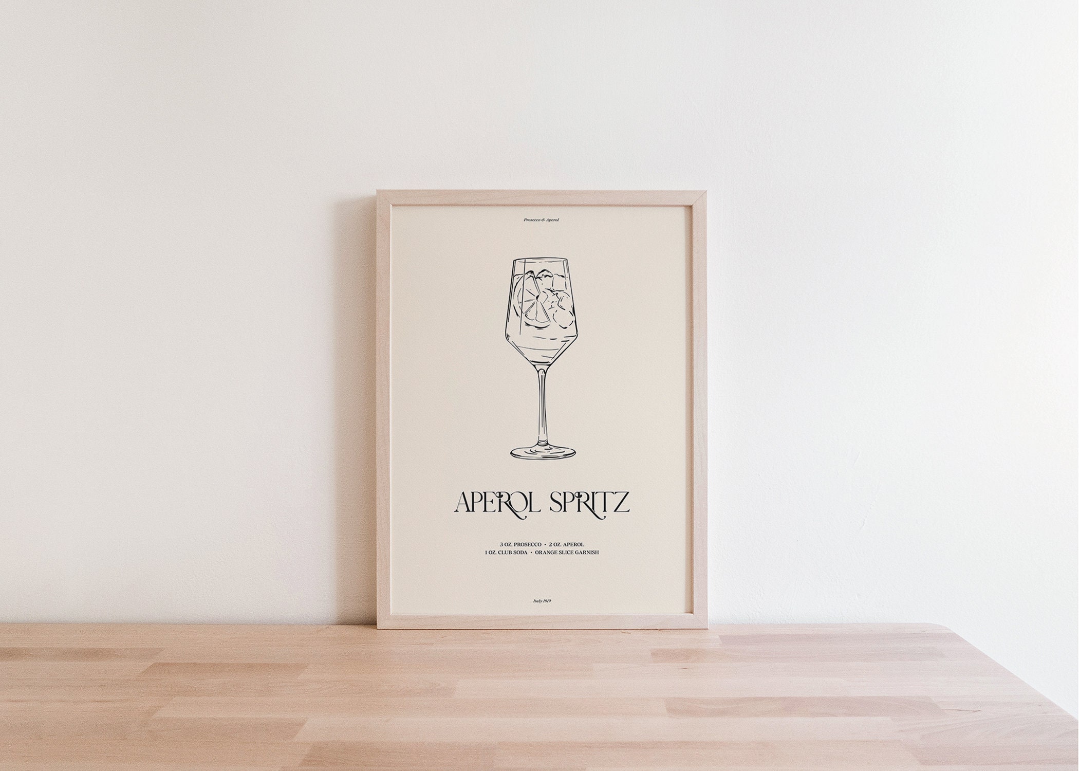 Aperol Spritz Print, Bar Cart Print, Cocktail Poster, Cocktail Recipe ...