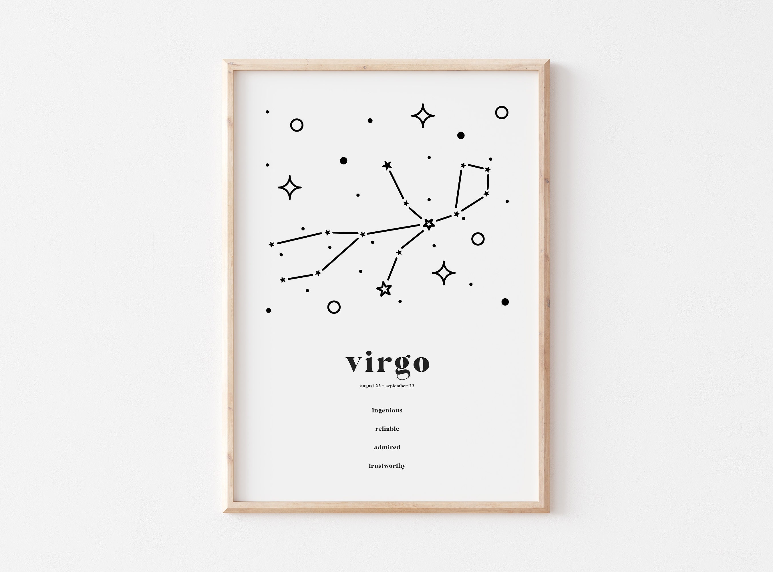 Virgo Printable Wall Art, Astrology Print, Constellation Print, Zodiac ...