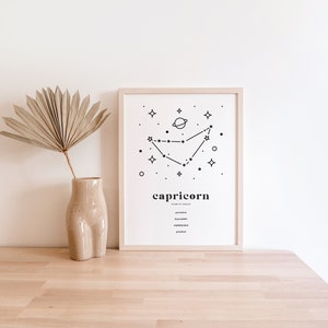 Capricorn Printable Wall Art, Astrology Print, Constellation Print ...