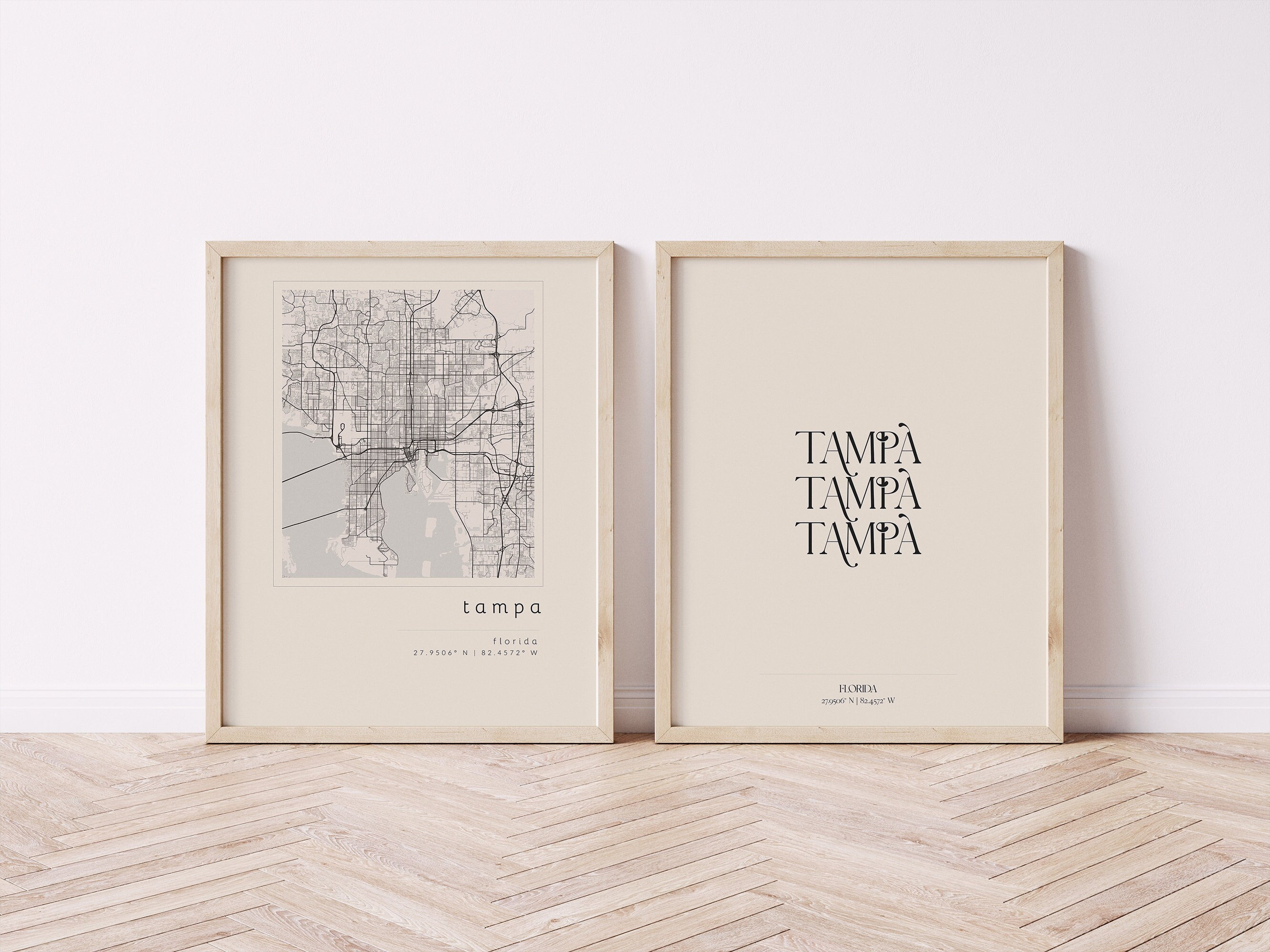 Tampa Set of 2 Prints, Tampa Map, Printable Wall Art, City Print ...