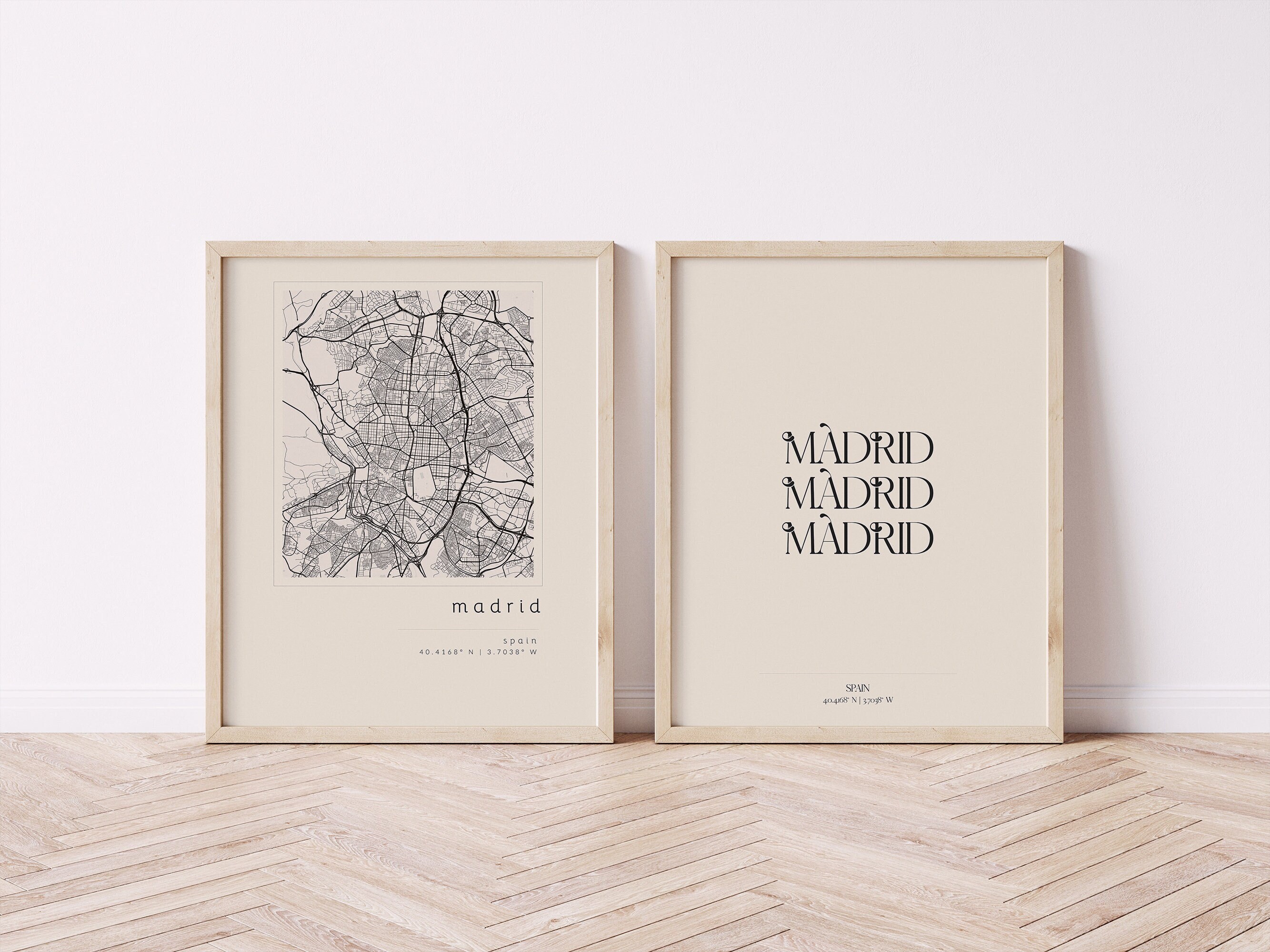 Madrid Print Set, Madrid Map, Printable Wall Art, City Print ...