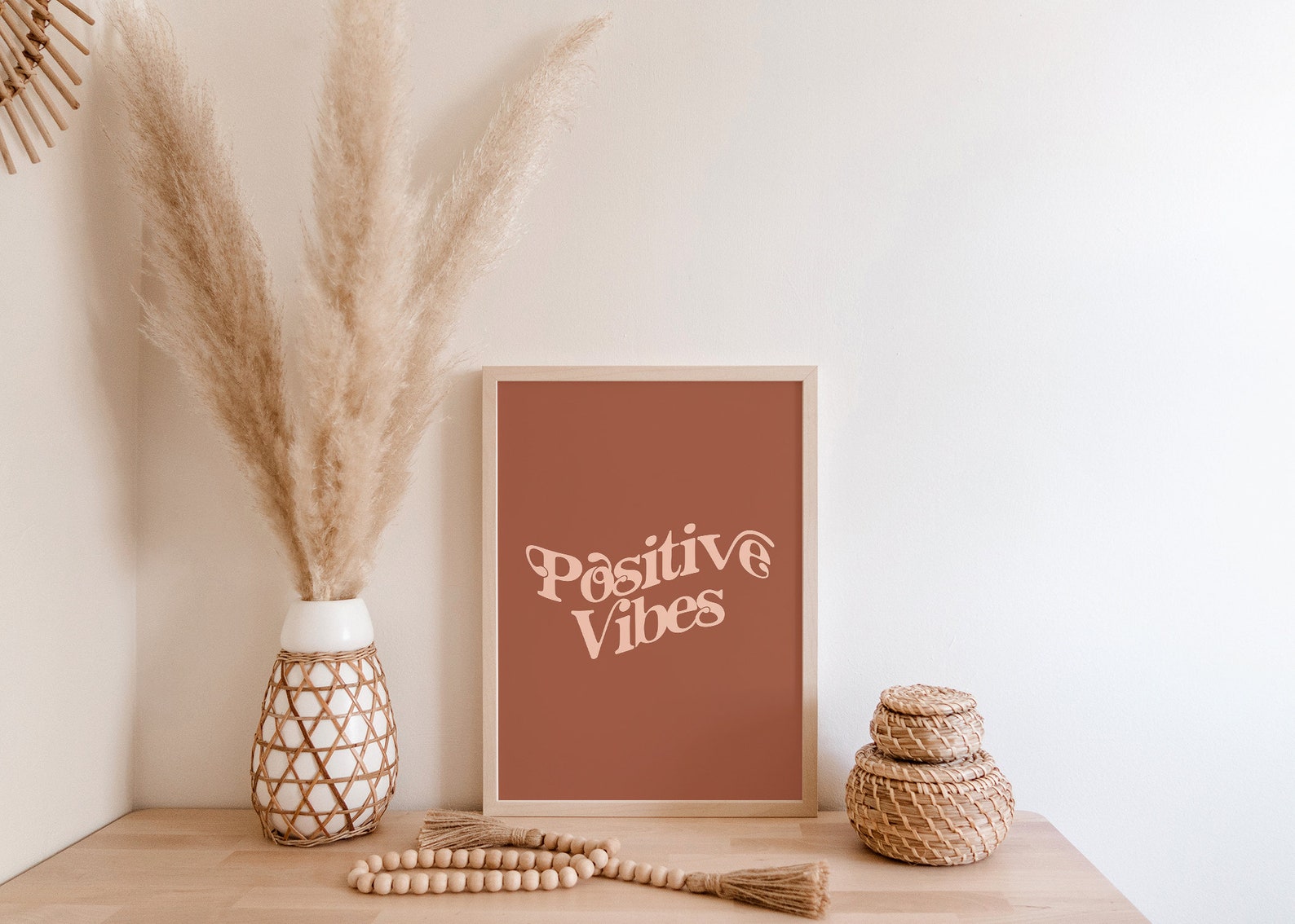 Positive Vibes, Printable Wall Art, Typography Print, Earth Tone Wall ...