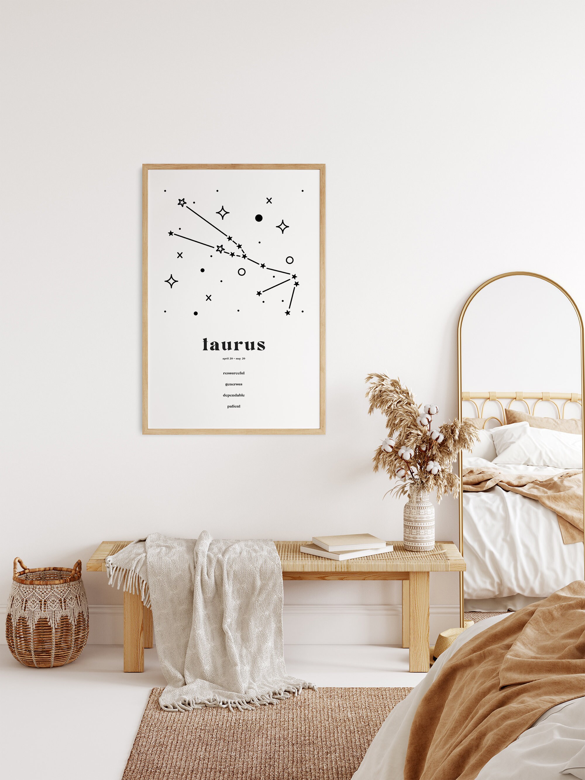 Taurus Printable Wall Art, Astrology Print, Constellation Print, Zodiac ...