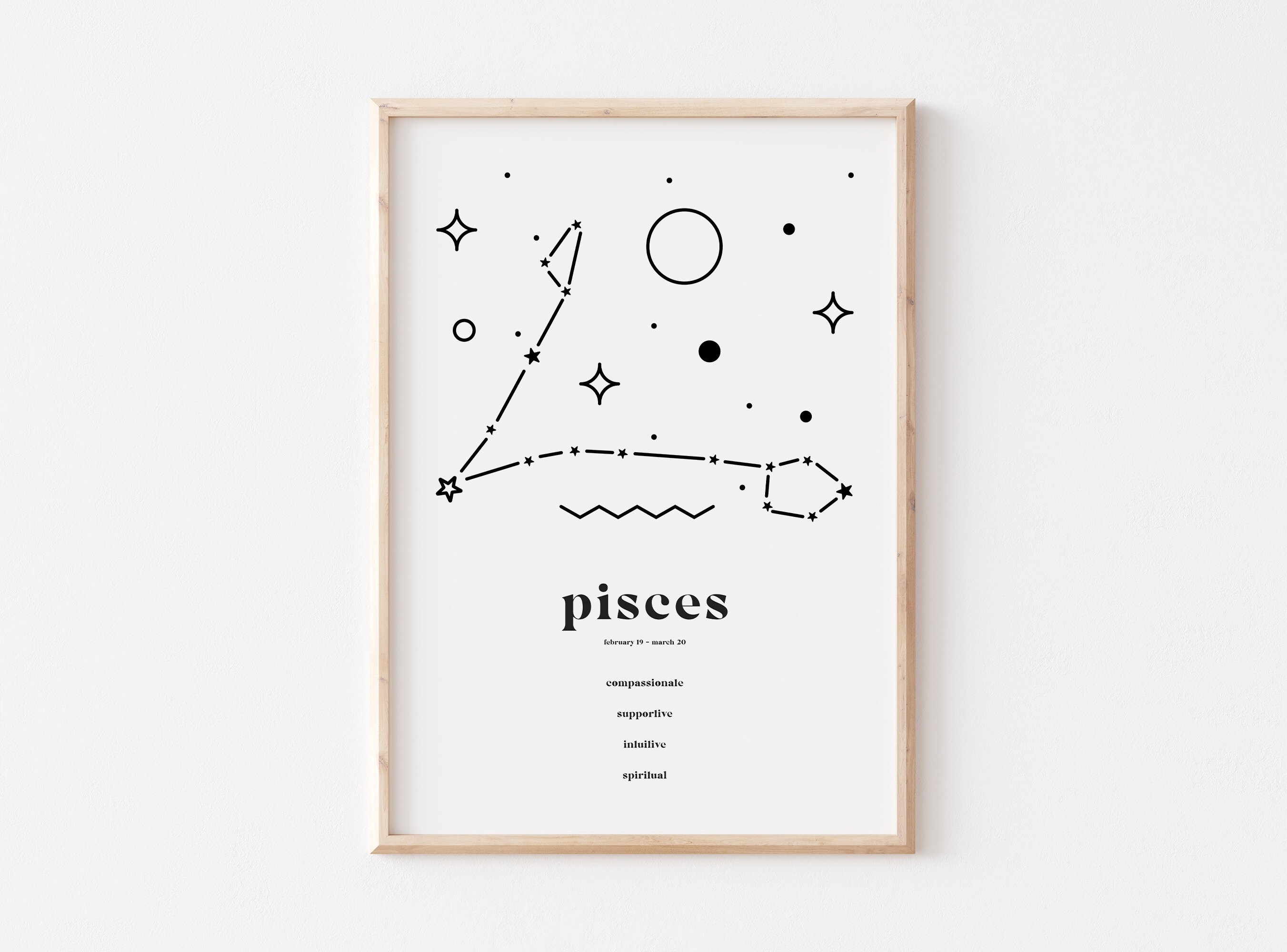 Pisces Printable Wall Art, Astrology Print, Constellation Print, Zodiac ...