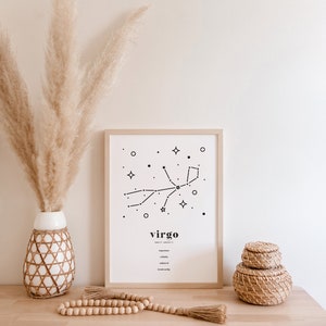 Virgo Printable Wall Art, Astrology Print, Constellation Print, Zodiac ...