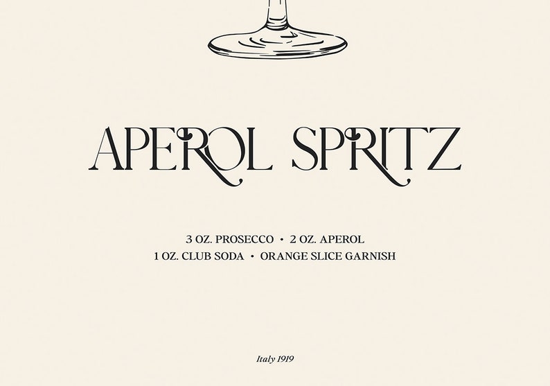 Aperol Spritz Print, Bar Cart Print, Cocktail Poster, Cocktail Recipe ...
