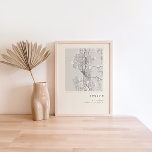 Seattle Map, Printable Wall Art, Map Printable, City Map Print, Seattle ...