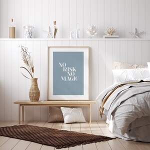 No Risk No Magic, Printable Wall Art, Typography Print, Earth Tone Wall ...