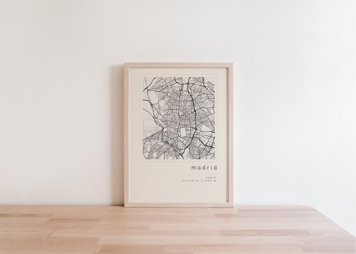 Madrid Map, Printable Wall Art, Map Printable, City Map Print, Madrid ...