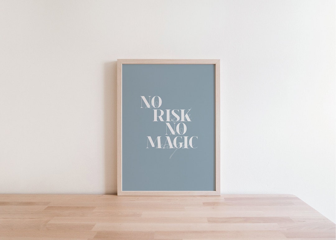 No Risk No Magic, Printable Wall Art, Typography Print, Earth Tone Wall ...