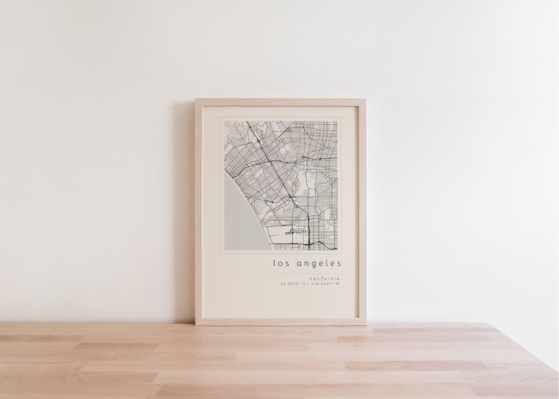 Los Angeles Map, Printable Wall Art, Map Printable, City Map Print, Los ...
