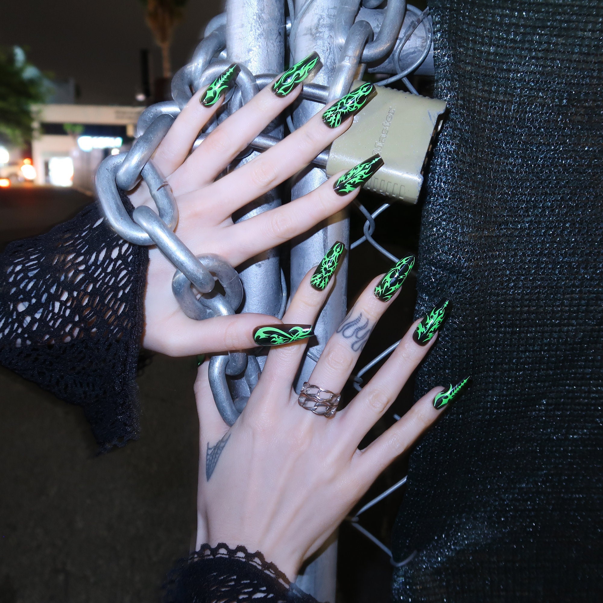 Black Jelly Press on Nails With Neo Tribal Designs - Etsy