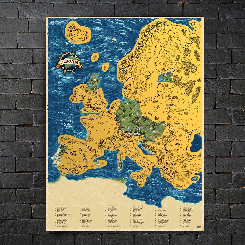 Scratch off Map Europe DELUXE XL Gold Version - Etsy