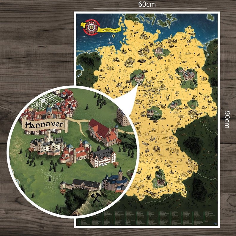 Scratch off Map - Germany (DELUXE XL Gold Version) - Etsy