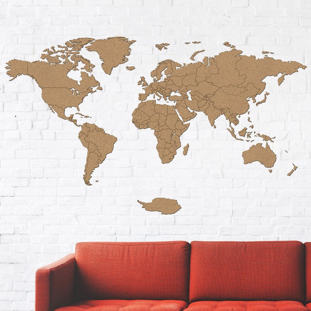 Luxury Wooden Wall Map XL - Brown - Etsy