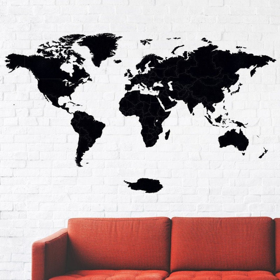 Wooden Wall Map - Classic Black - Etsy