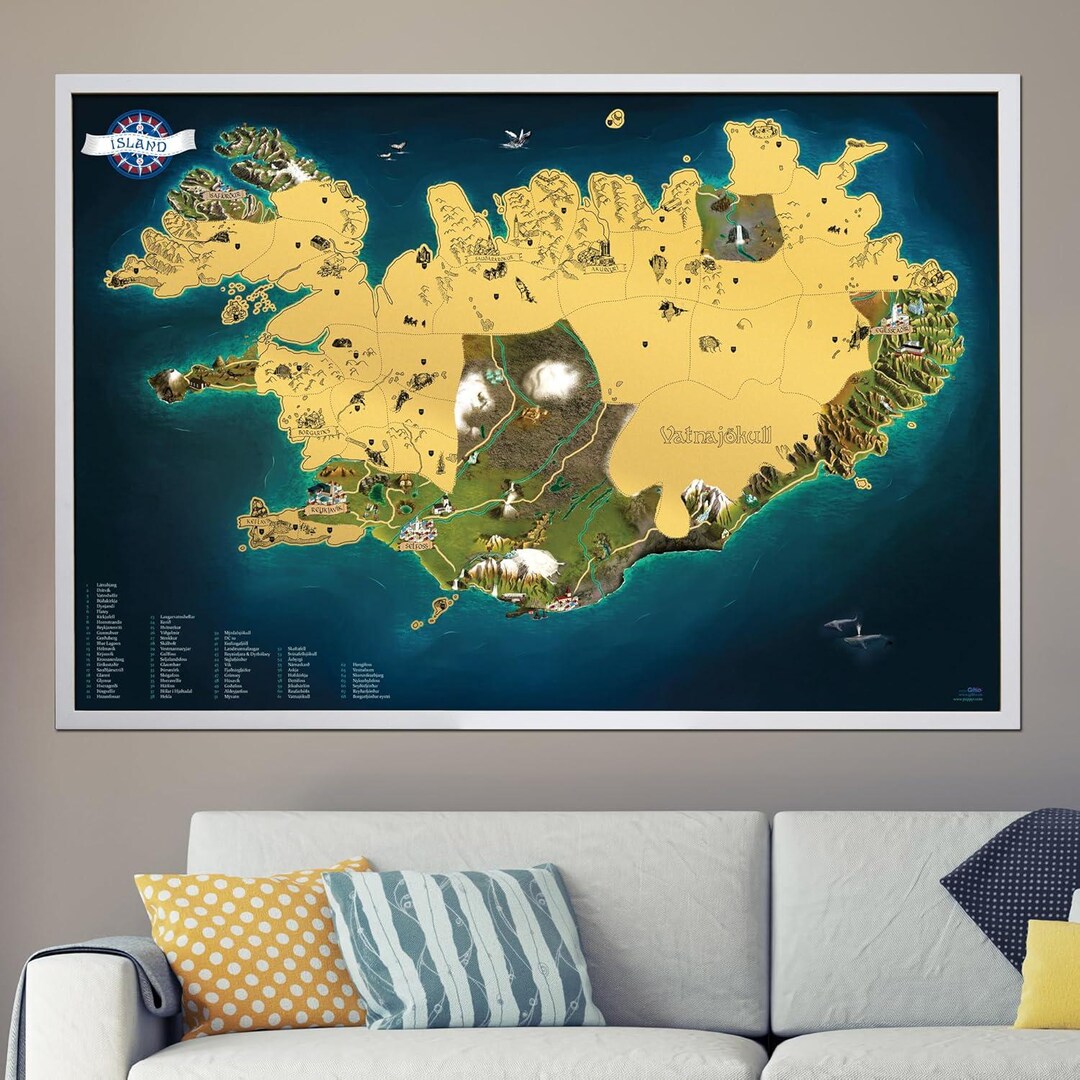 Scratch Map of Iceland (Ísland) Deluxe XL - Gold - Etsy