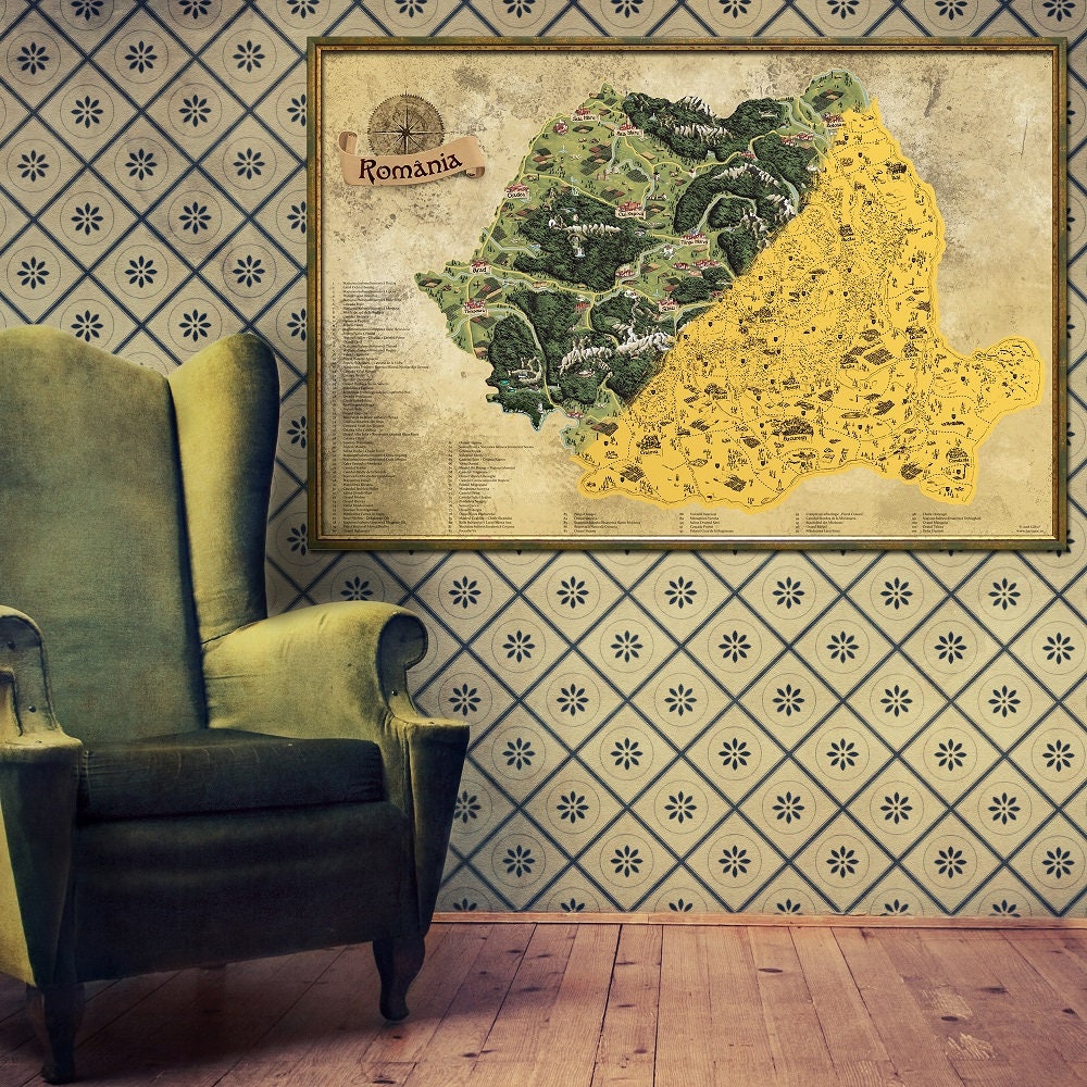 Scratch off Map Romania DELUXE XL Gold Version - Etsy