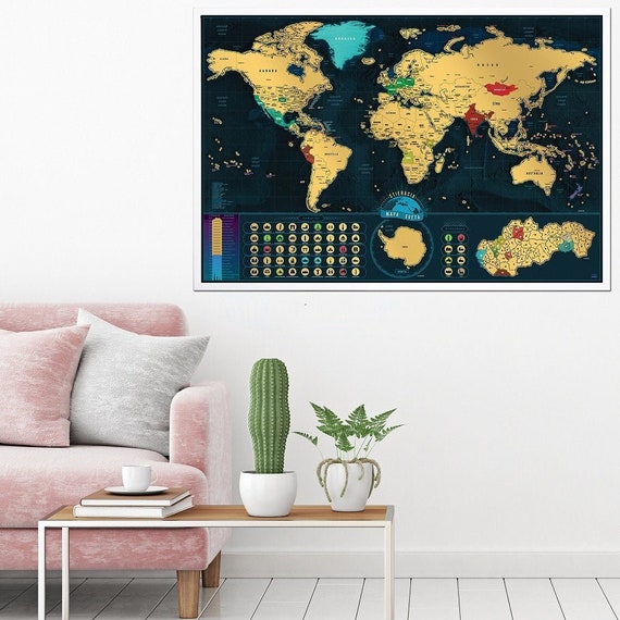 Scratch off WORLD Map Slovak DELUXE XL Version | Etsy