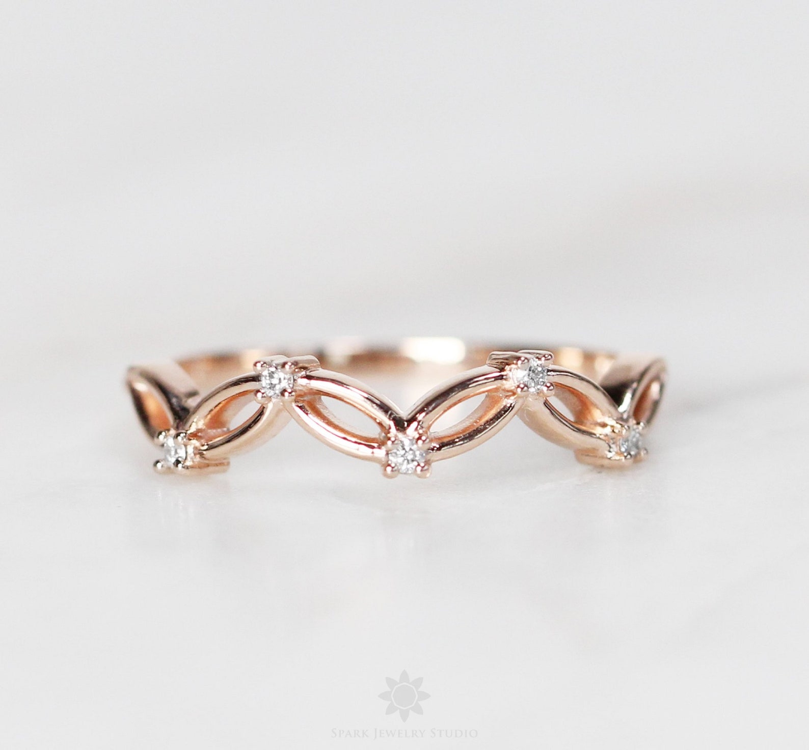 Vintage Unique Rose Gold Wedding Band - Etsy
