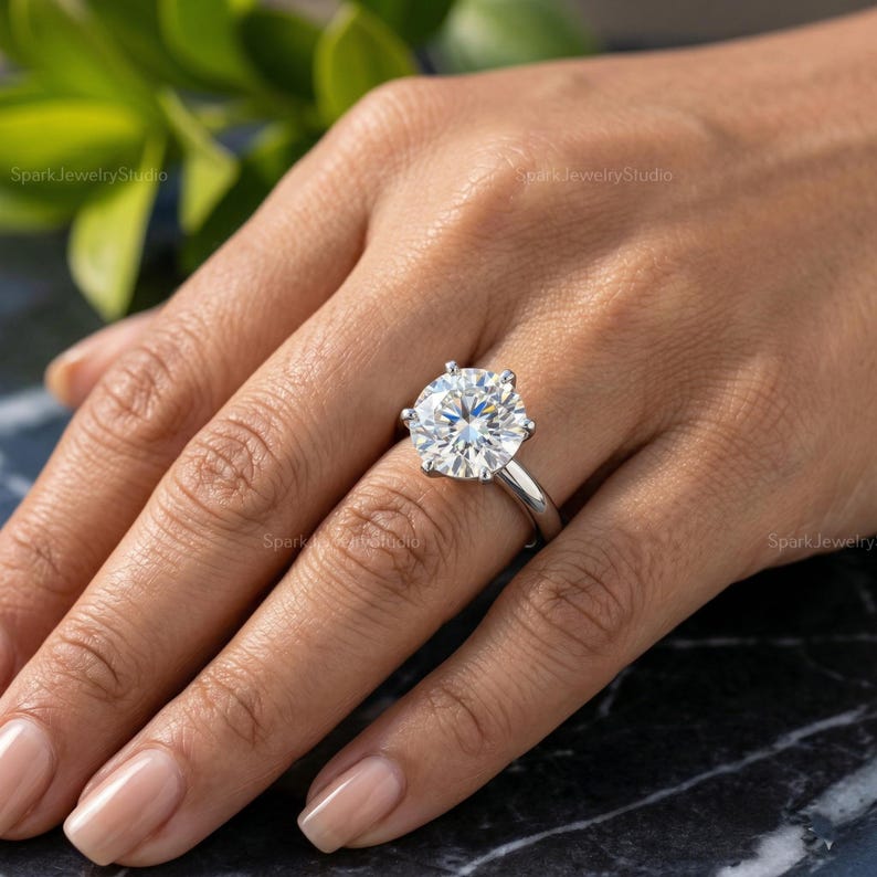 Round Lab Grown Diamond Solitaire Engagement Ring: 14k White Gold ...
