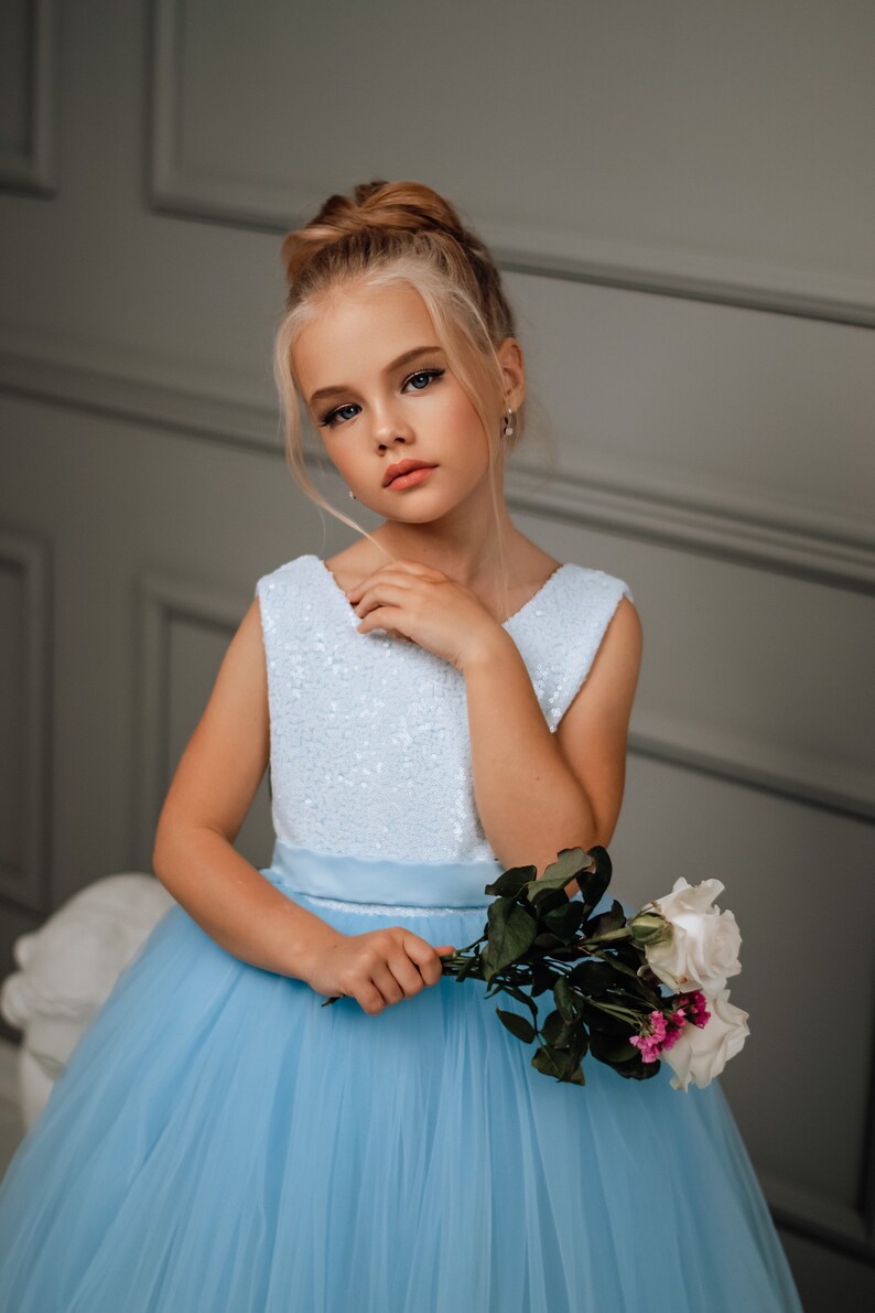 Light Blue Flower Girl Dress Flower Girl Dress Tulle Toddler - Etsy