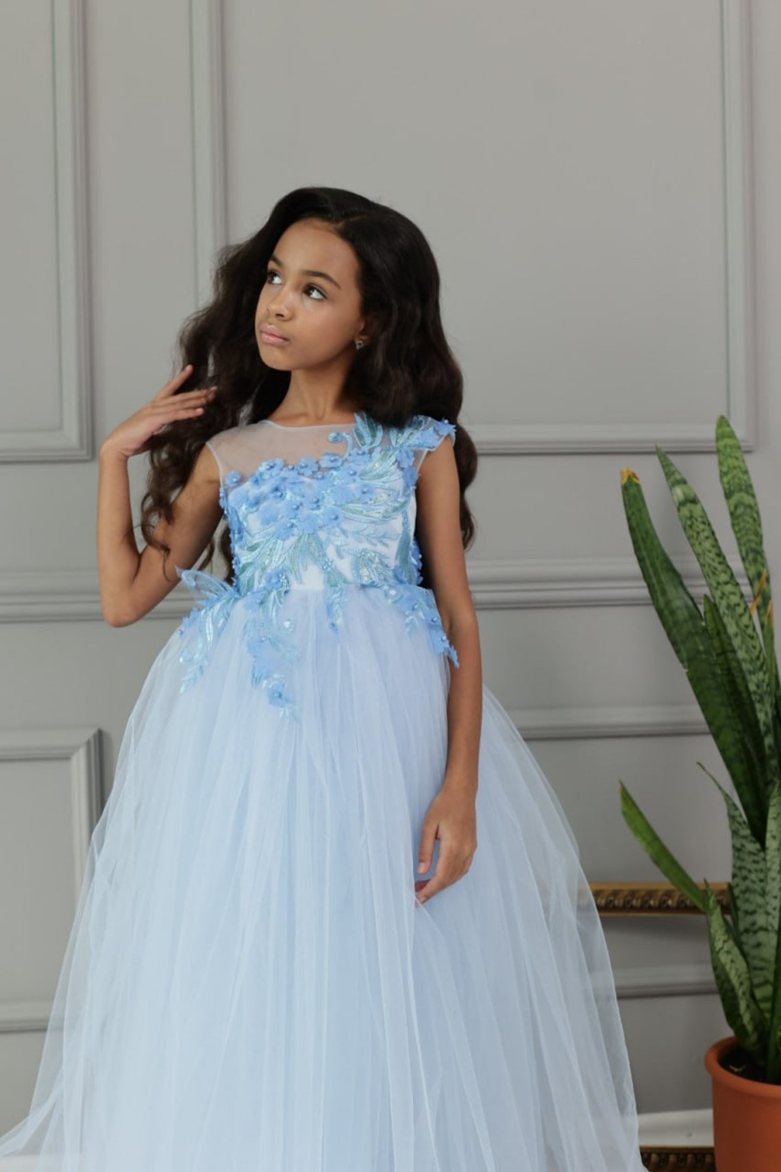 Light Blue Flower Girl Dress Tutu Dress for Girls Tulle - Etsy