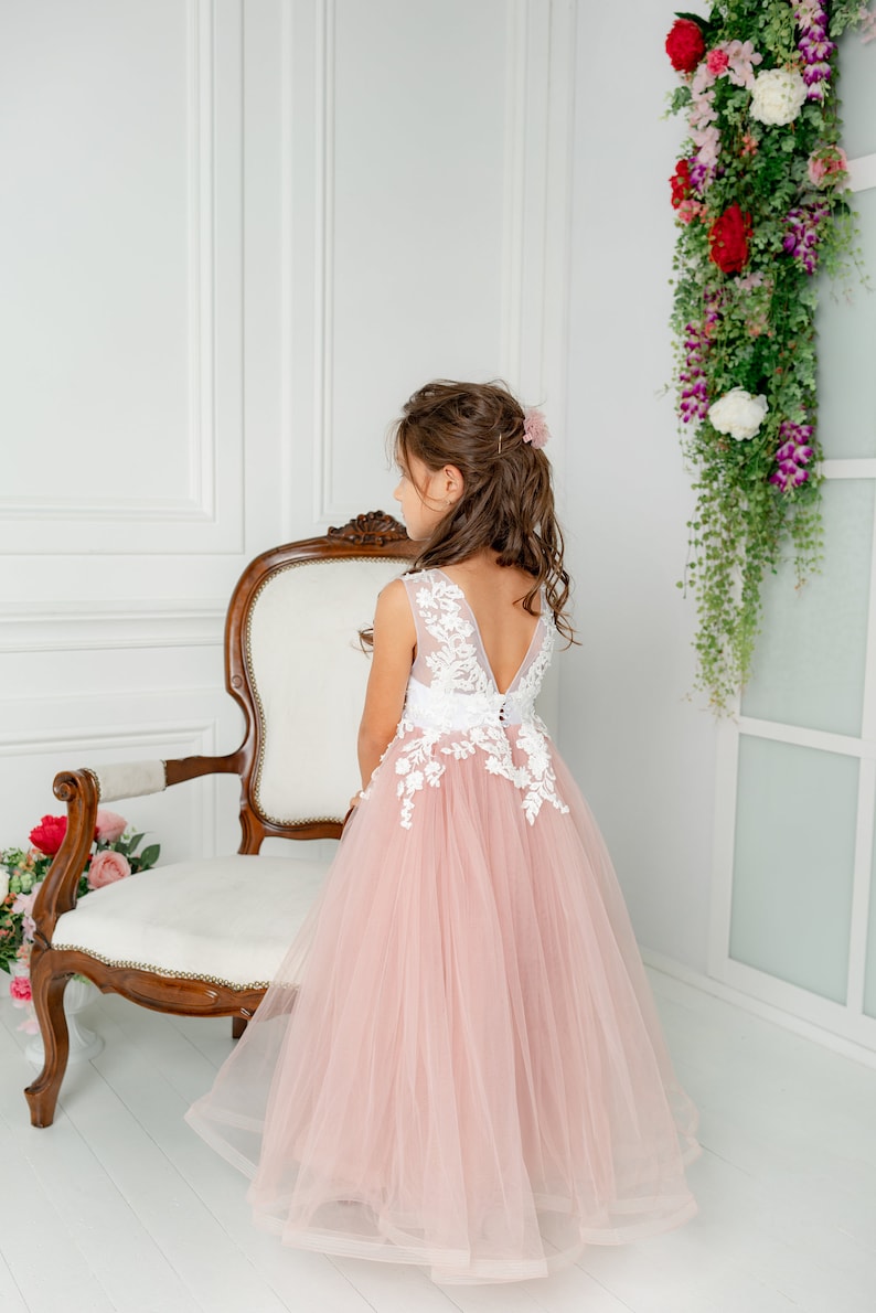 Dusty Rose Flower Girl Dress Lace and Tulle Flower Girl - Etsy