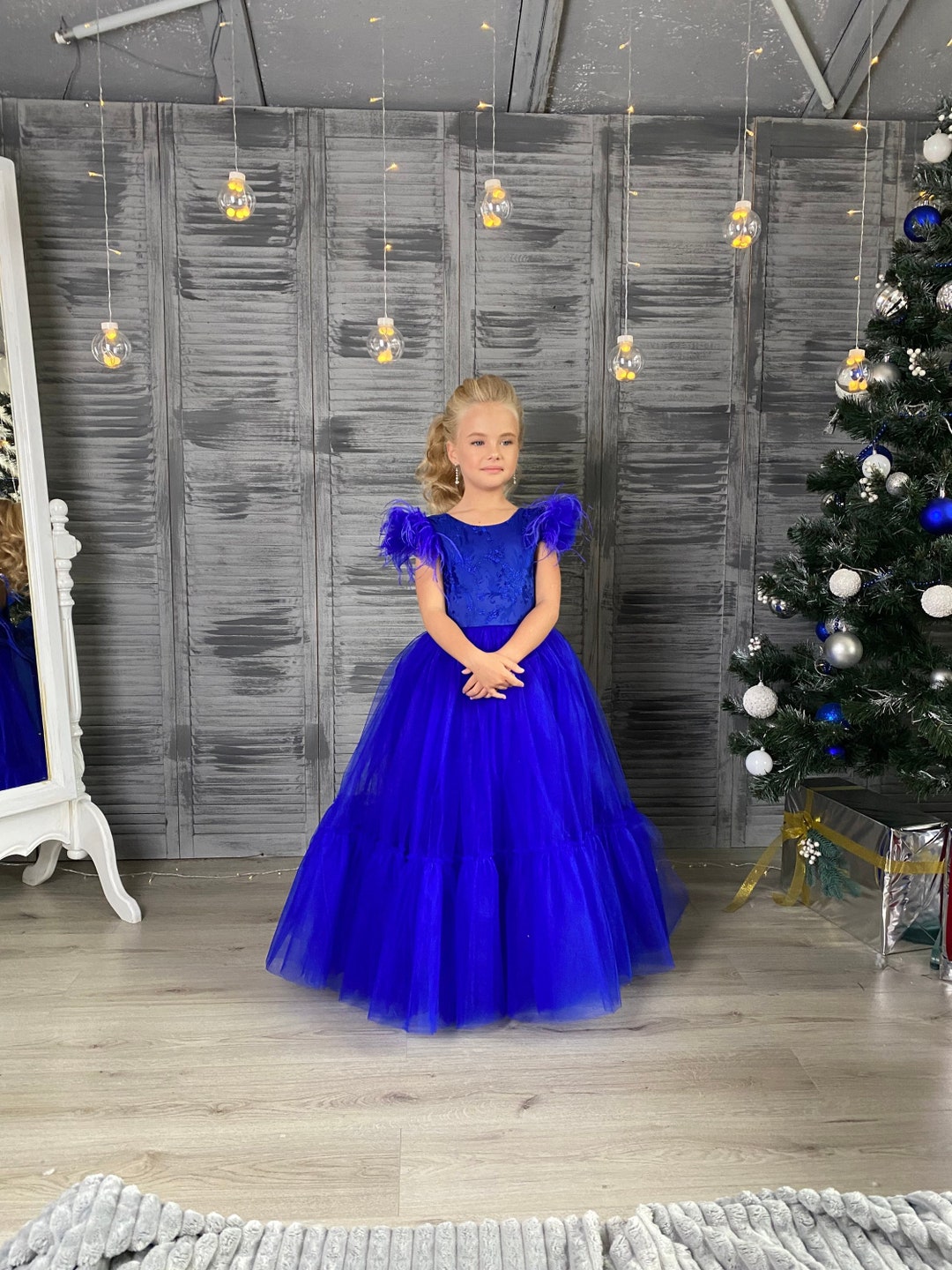 Party Girls Dress, Electric Blue Dress, Photoshoot Dress,tulle Flower ...