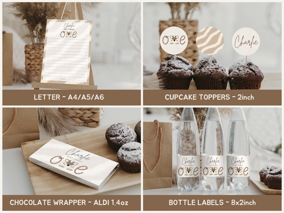 Editable First Birthday Printable Bundle, Macrame Collection DEER ...