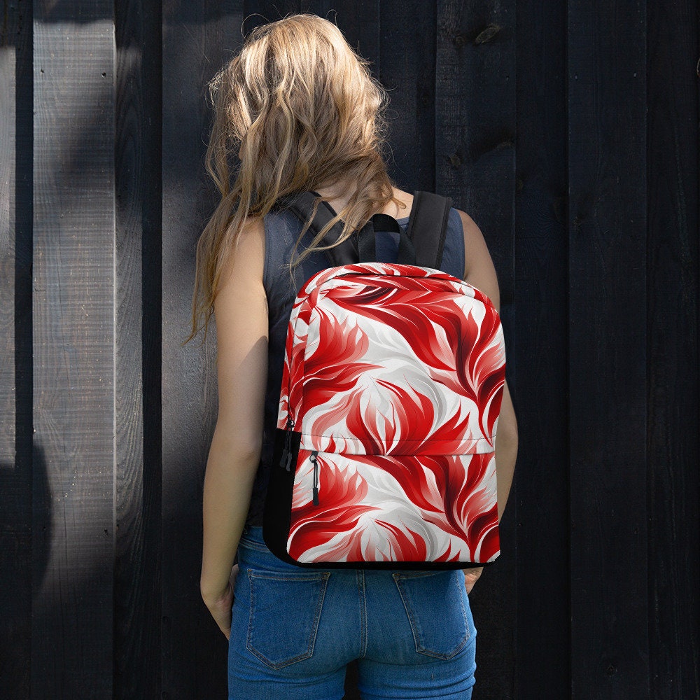 Fiery Red Artistic Urban Backpack Flamboyant Lily Pattern - Etsy
