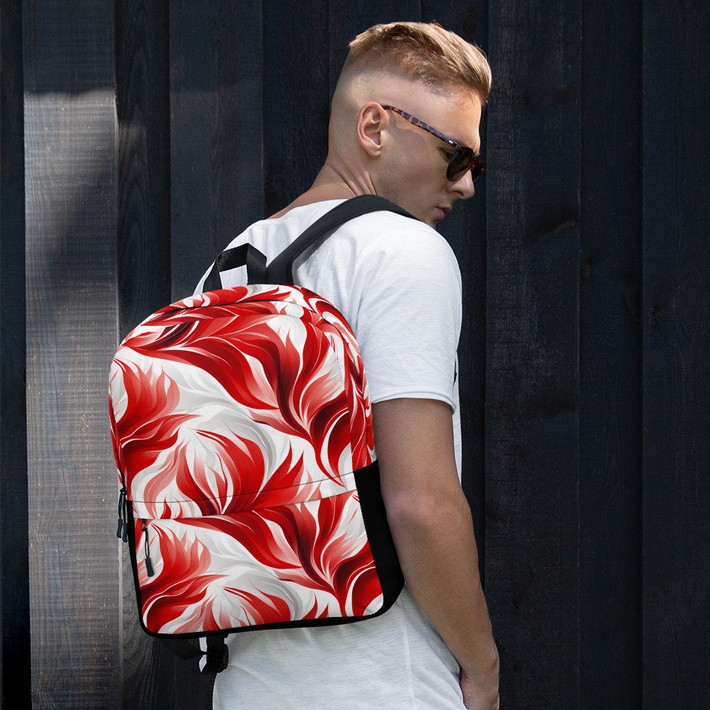 Fiery Red Artistic Urban Backpack Flamboyant Lily Pattern - Etsy