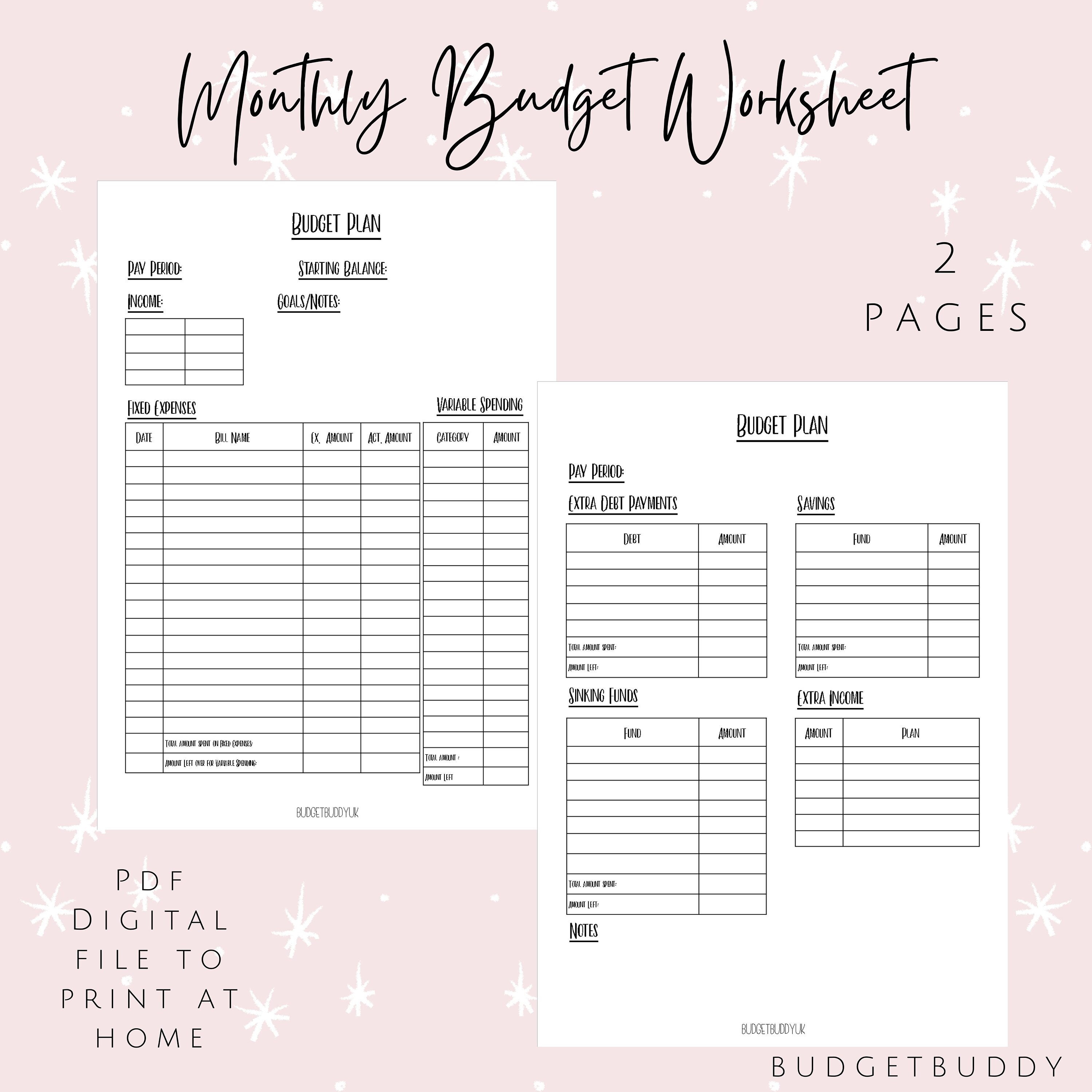 Spending Plan Worksheet