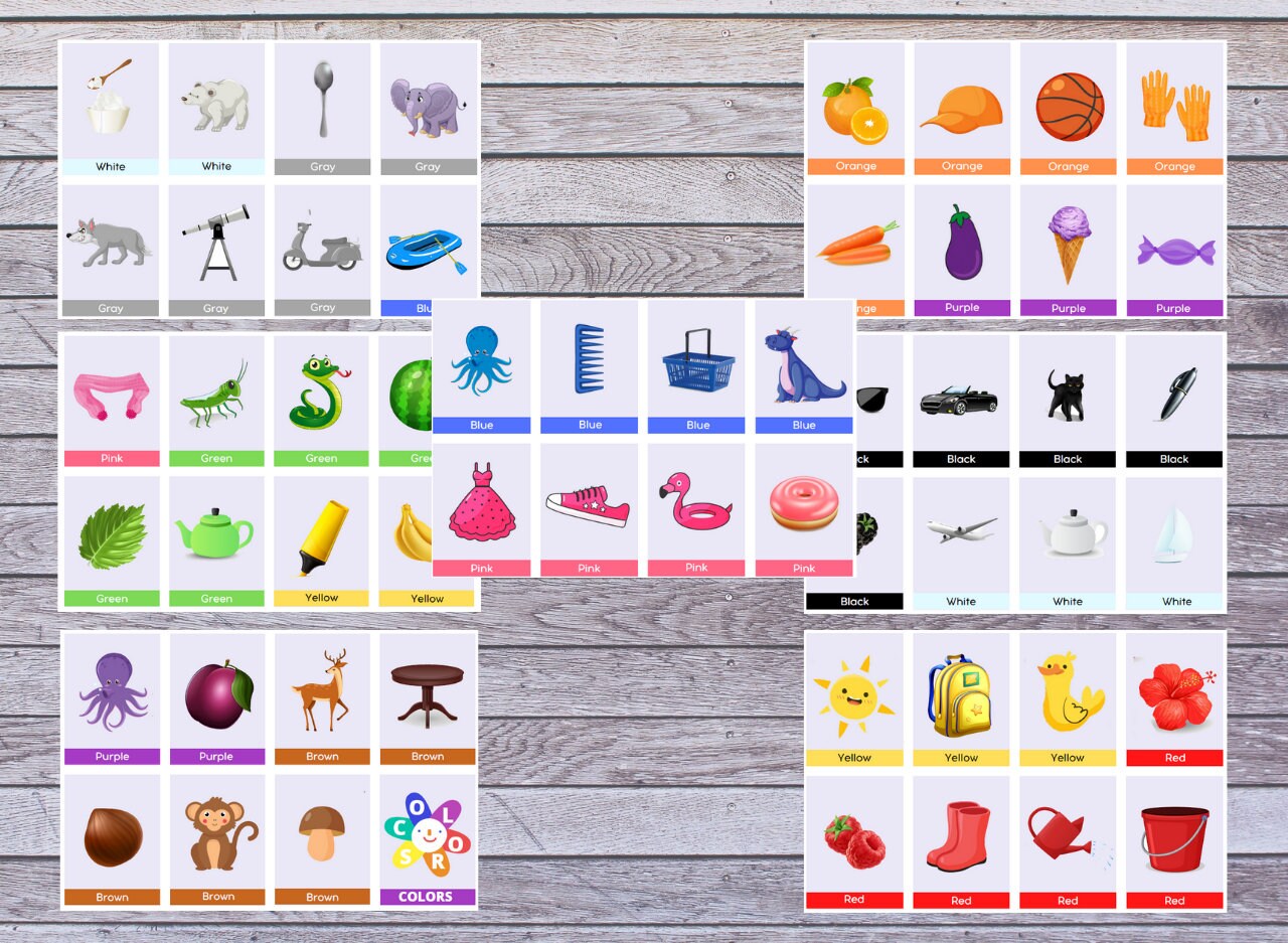 ENGLISH Flashcards Colours Colors Printable, Montessori Flash Cards ...