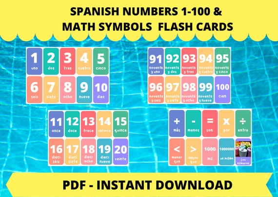 Spanish Numbers 1 to 100 Counting Flash Cards Printable - Etsy
