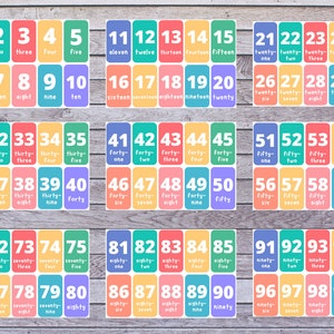 English Numbers 1 to 100 Counting Flashcards Printable, Counting ...