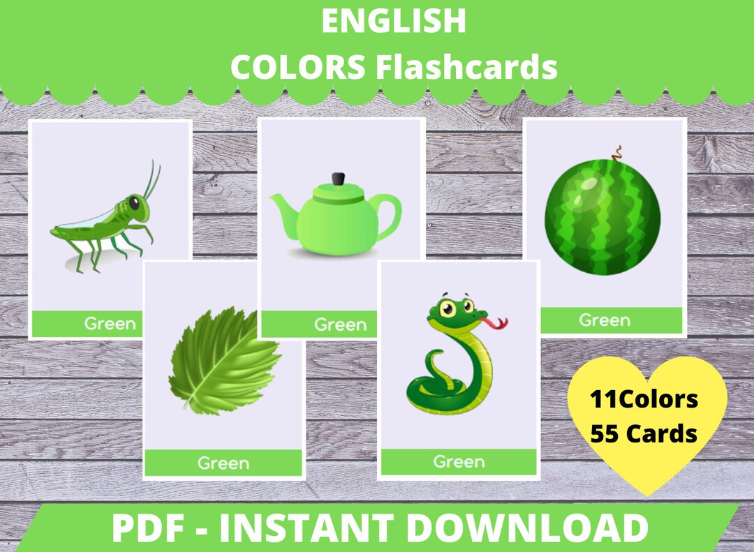 ENGLISH Flashcards Colours Colors Printable, Montessori Flash Cards ...