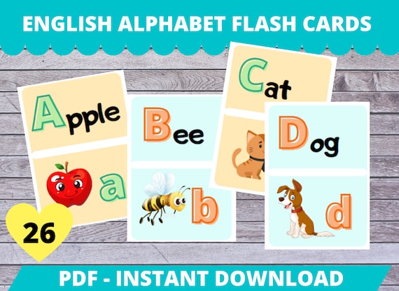 Printable ABC Flashcards English Alphabet Flash Cards | Etsy